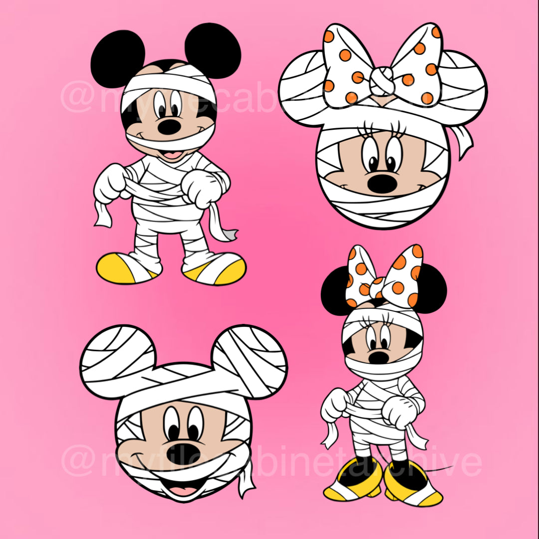 Mickey & Minnie Mummy (4) SVG + PNG – My File Cabinet Archive