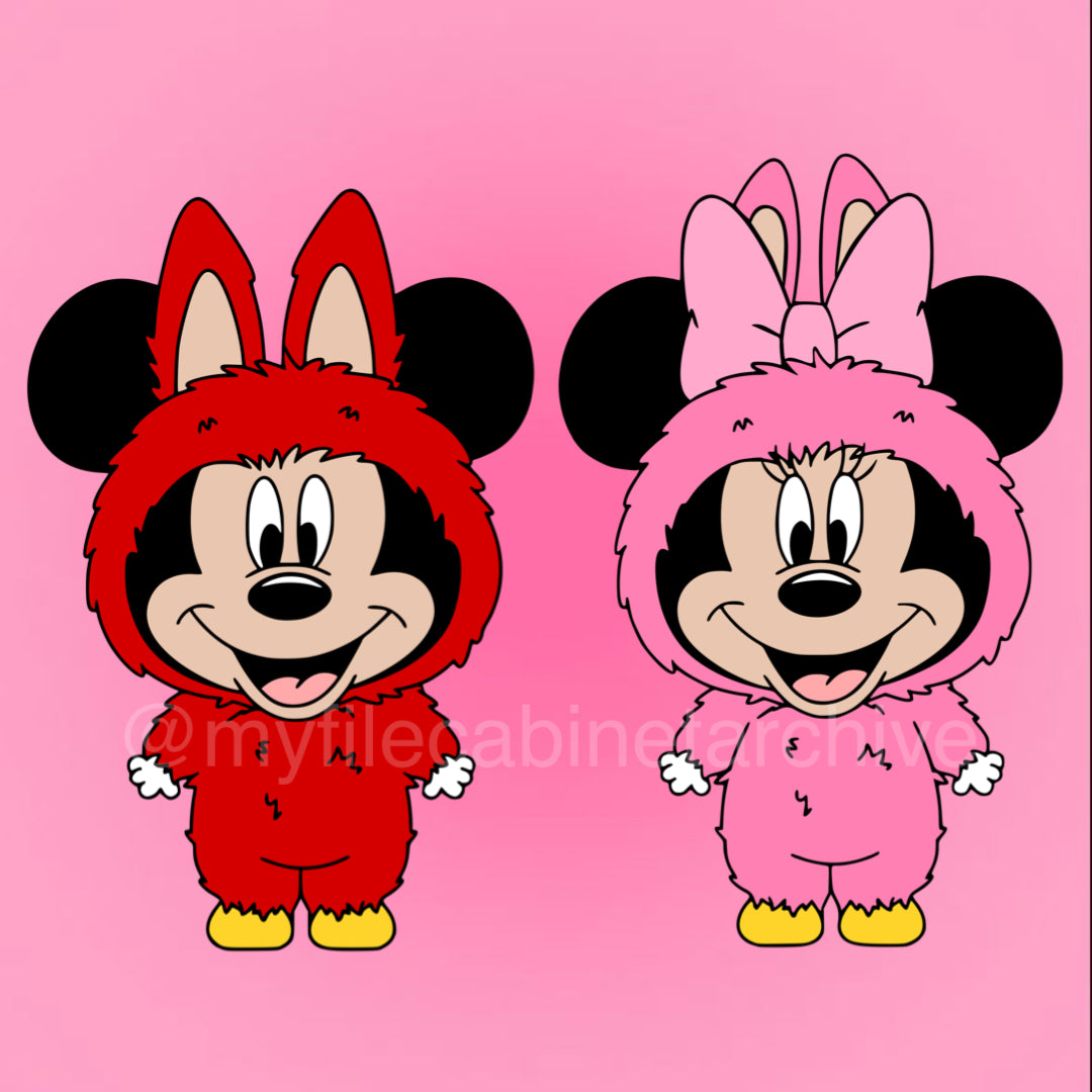 Mickey & Minnie Labubu (2) SVG + PNG – My File Cabinet Archive