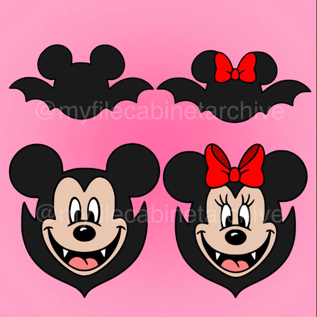 Vampire Bat Mickey & Minnie (4) SVG + PNG – My File Cabinet Archive