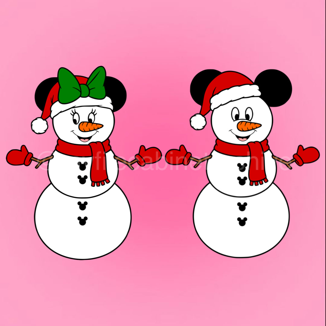 Mickey & Minnie Snowman (2) SVG + PNG – My File Cabinet Archive