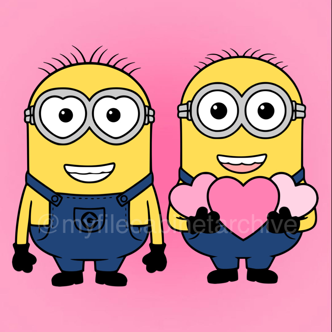 Minion Heart Valentine (2) SVG + PNG – My File Cabinet Archive