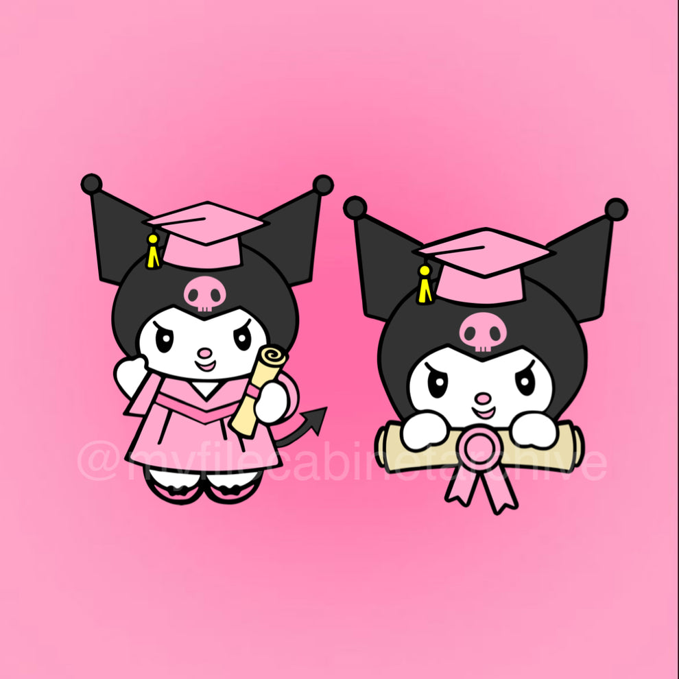 Kuromi Graduate (2) SVG + PNG – My File Cabinet Archive